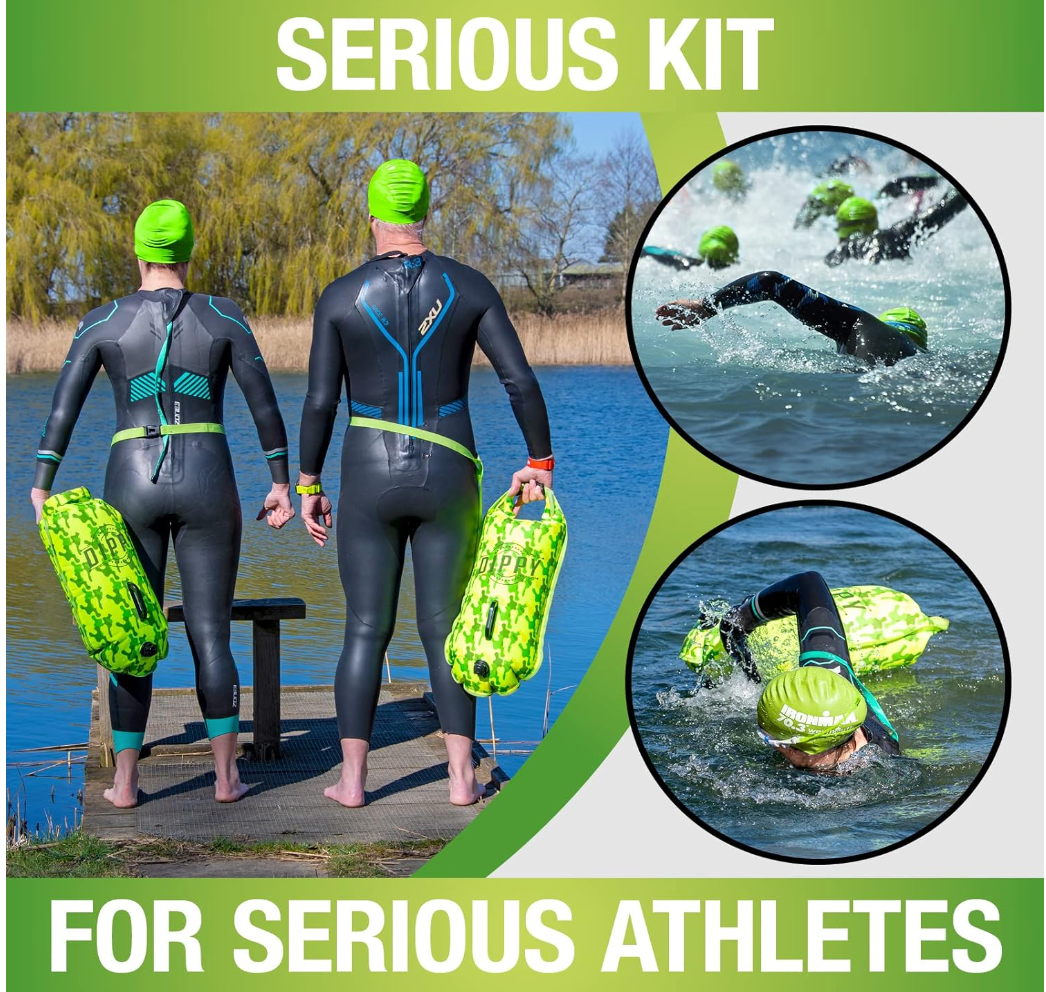 DIPPY 28 Litre Swim Dry Bag & Tow Float in Lime Green Camo – Dippy Swim